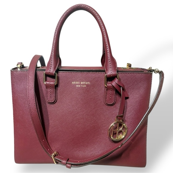 henri bendel | Bags | Henri Bendel West 57th Turnlock Burgundy Leather ...